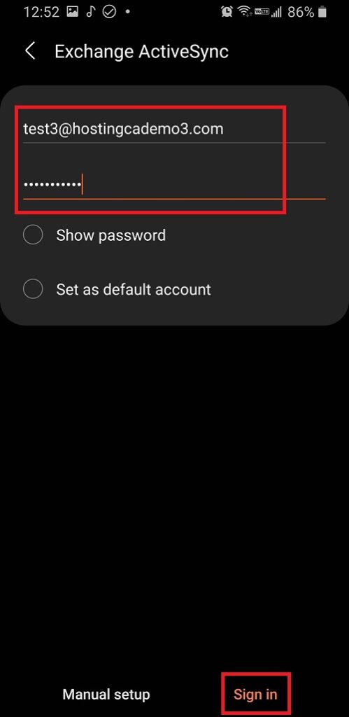 How to configure Activesync with an Android device Exchange 2016
